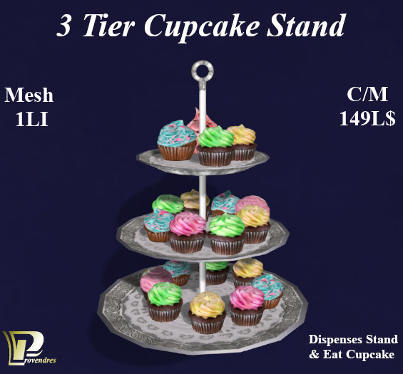 Second Life Marketplace 3 Tier Cupcake Stand Gives Cupcake 1li